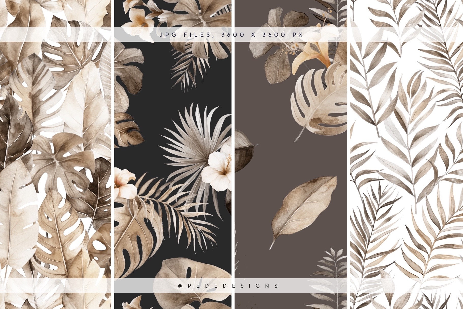 Tropical Digital Papers, Boho Digital Paper Pack, Summer Digital Papers ...
