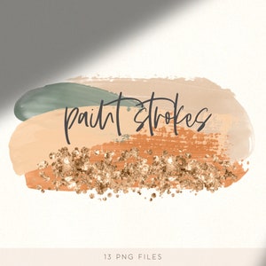 Paint Strokes Clip Art, Brush Stroke Clipart, Acrylic Paint, Glitter ...