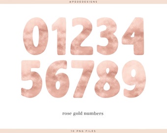 Rose Gold Glitter Numbers Clipart 26 PNG Files DIGITAL - Etsy UK
