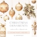 Christmas Ornaments Clipart, Watercolor Christmas Baubles, Gold Png ...
