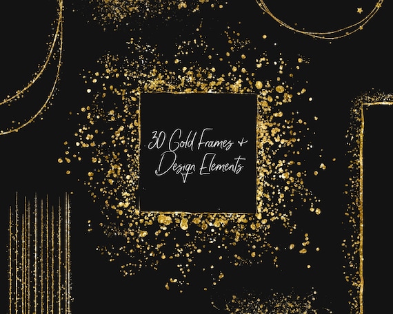 Gold Frames Clip Art Glitter Geometric Sparkly Design - Etsy
