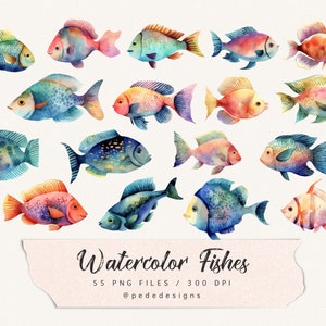 Watercolor Fish Clip Art, Tropical Fish Png, Underwater Clipart, Ocean ...