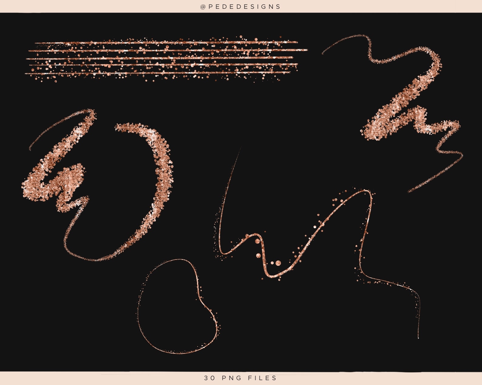 Rose Gold Frames Clip Art Glitter Geometric Sparkly Design - Etsy