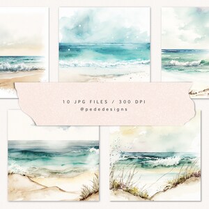 Watercolor Summer Beach Backgrounds, Beach Digital Paper, Beach Wedding ...