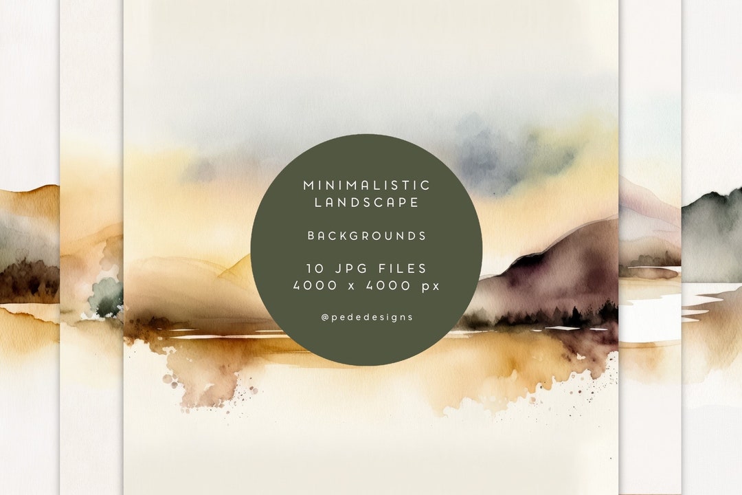 Watercolor Minimal Landscape Backgrounds, Landscape Digital Paper ...