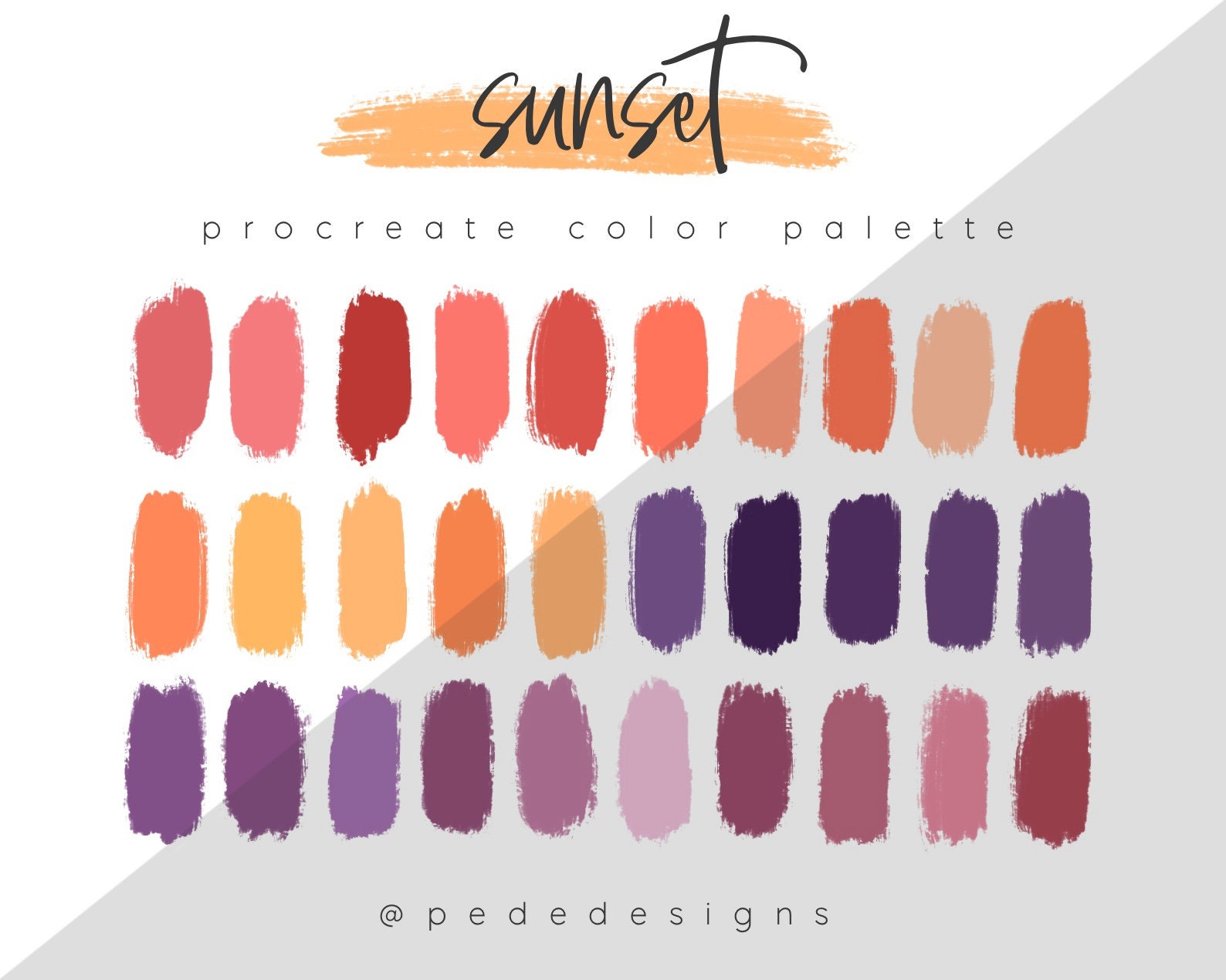 Sunset Procreate Color Palette Color Swatches Ipad - Etsy