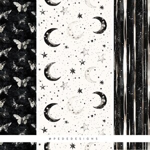 Midnight Black Digital Papers Set, Celestial Digital Paper Pack ...
