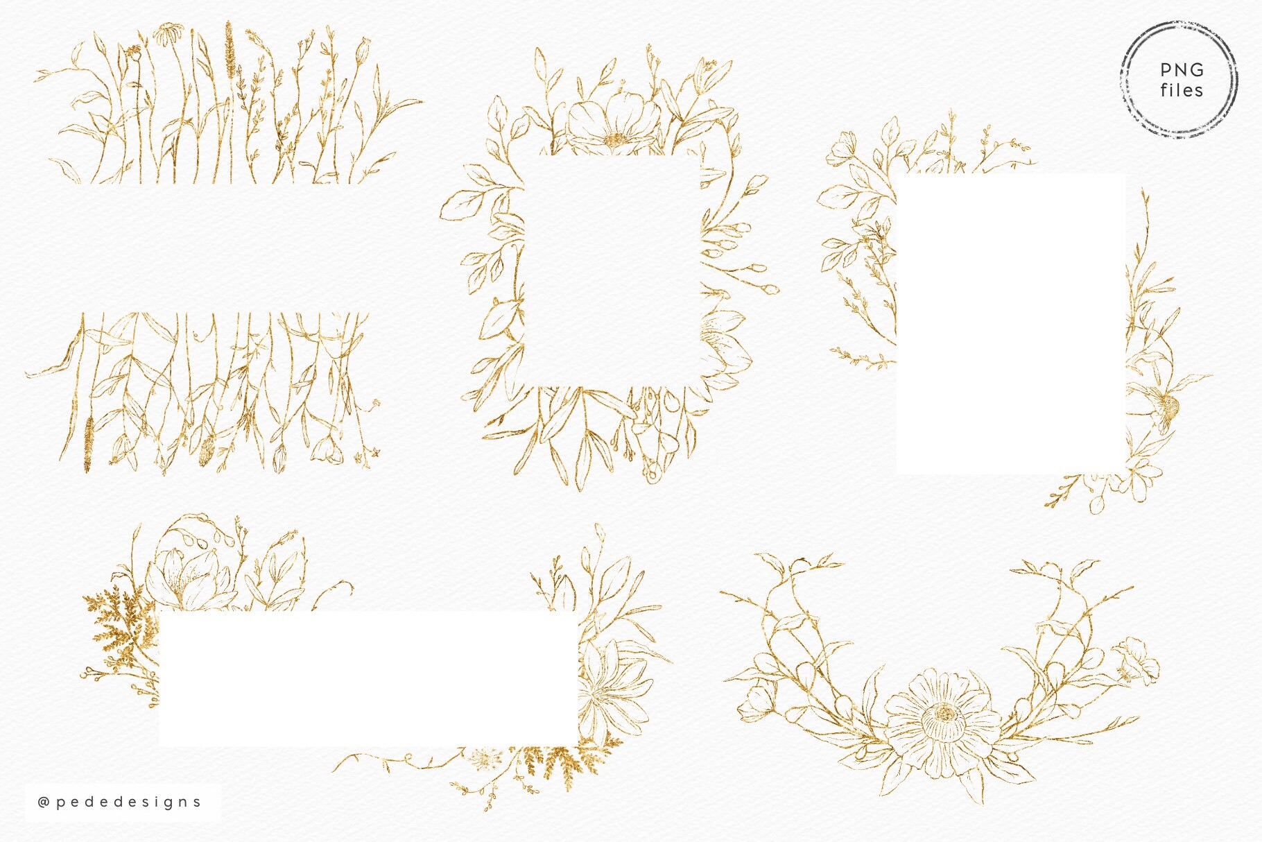 Gold Glitter Frames & Wreaths Clip Art Wedding Design - Etsy