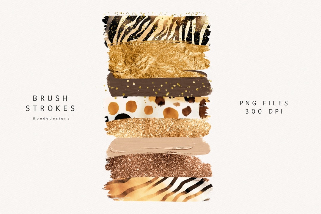 Brush Strokes Clipart, Safari, Gold Foil, Gold Glitter, Confetti, Paint ...