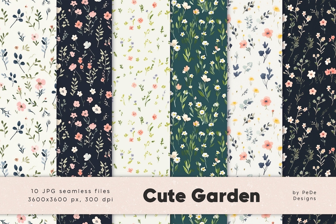 Garden Digital Paper Pack, Watercolor Leaves and Branches, Seamless ...