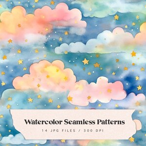 Cute Sky Digital Paper, Nursery Digital Paper Pack, Clouds Printable ...