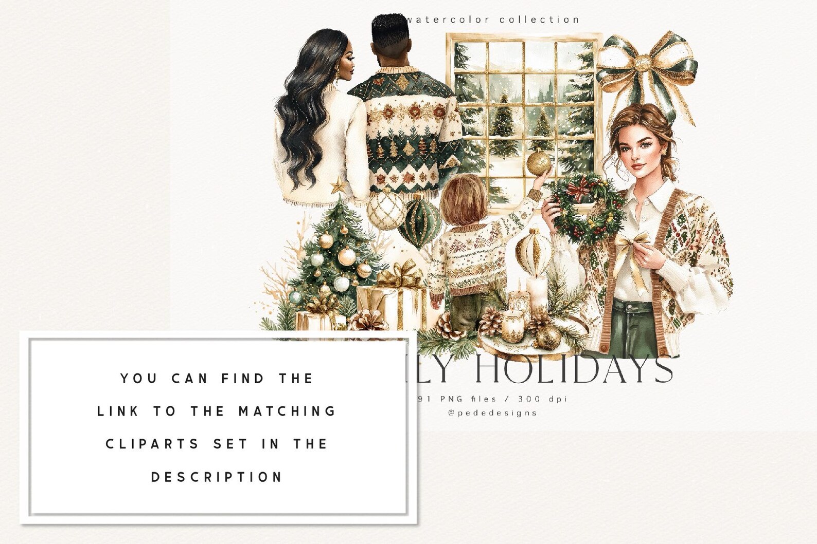 Family Holidays Digital Paper Pack, Christmas Digital Papers, Holiday ...