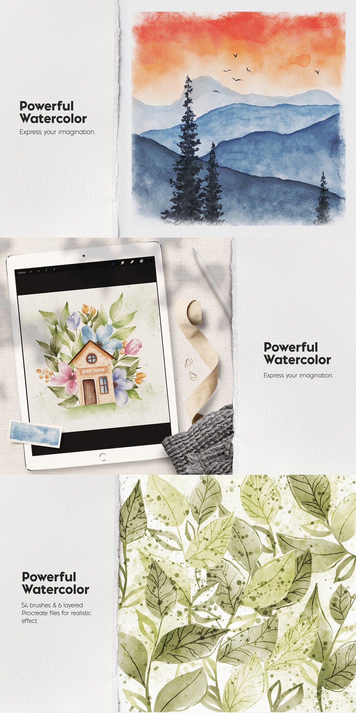 Powerful Watercolor Kit for Procreate Watercolor Brushes - Etsy