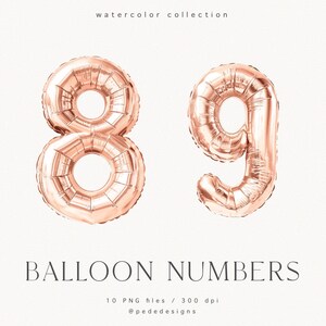Rose Gold Balloon Numbers, Foil Balloon Clipart, Party, Celebration ...