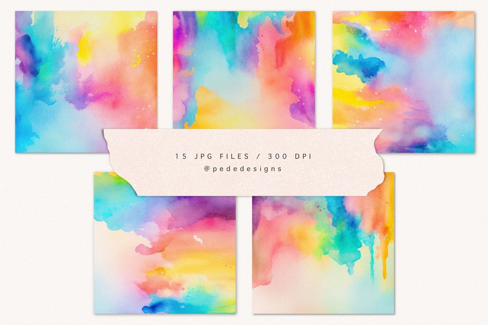 Watercolor Multicolor Backgrounds Rainbow Colors Watercolor - Etsy