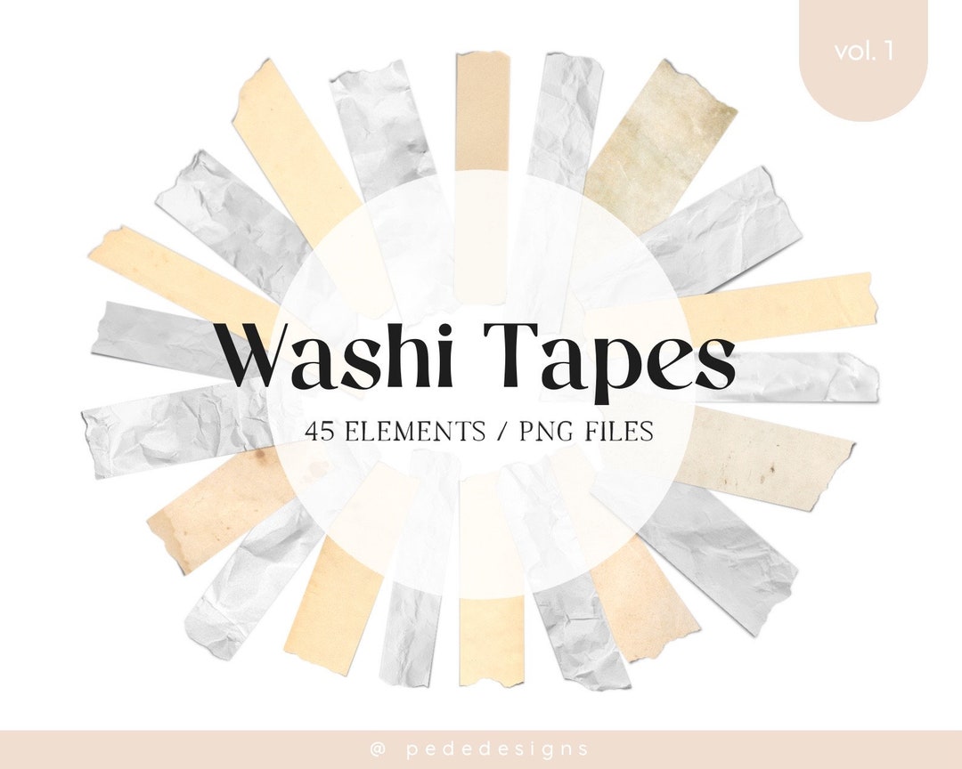 Washi Tapes Clip Art, Digital Elements, PNG Files, Goodnotes Stickers ...