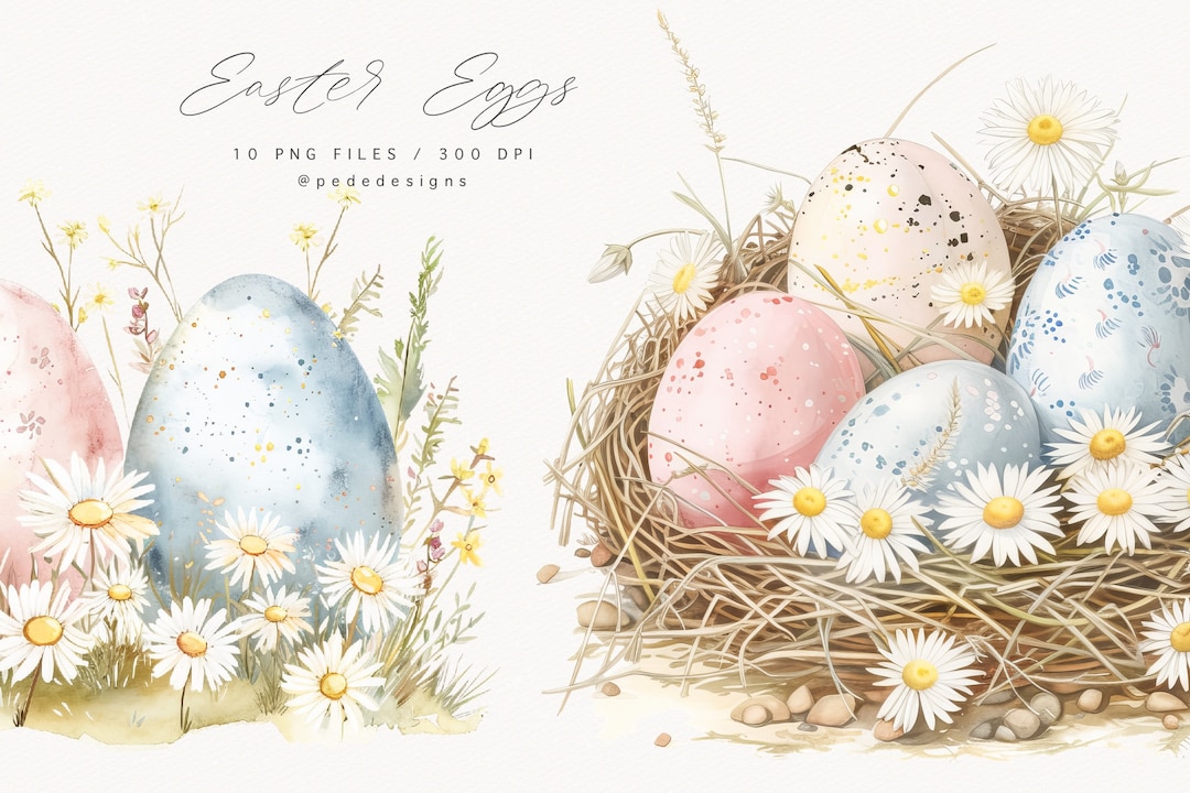 Watercolor Easter Eggs Clipart, Watercolor Easter Clipart, Spring Png ...