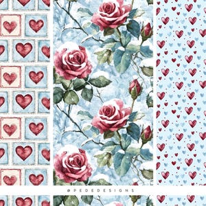 Winter Romance Digital Paper Pack, Valentine's Digital Papers, Love ...