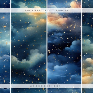 Watercolor Night Sky Digital Paper, Nursery Digital Paper Pack ...
