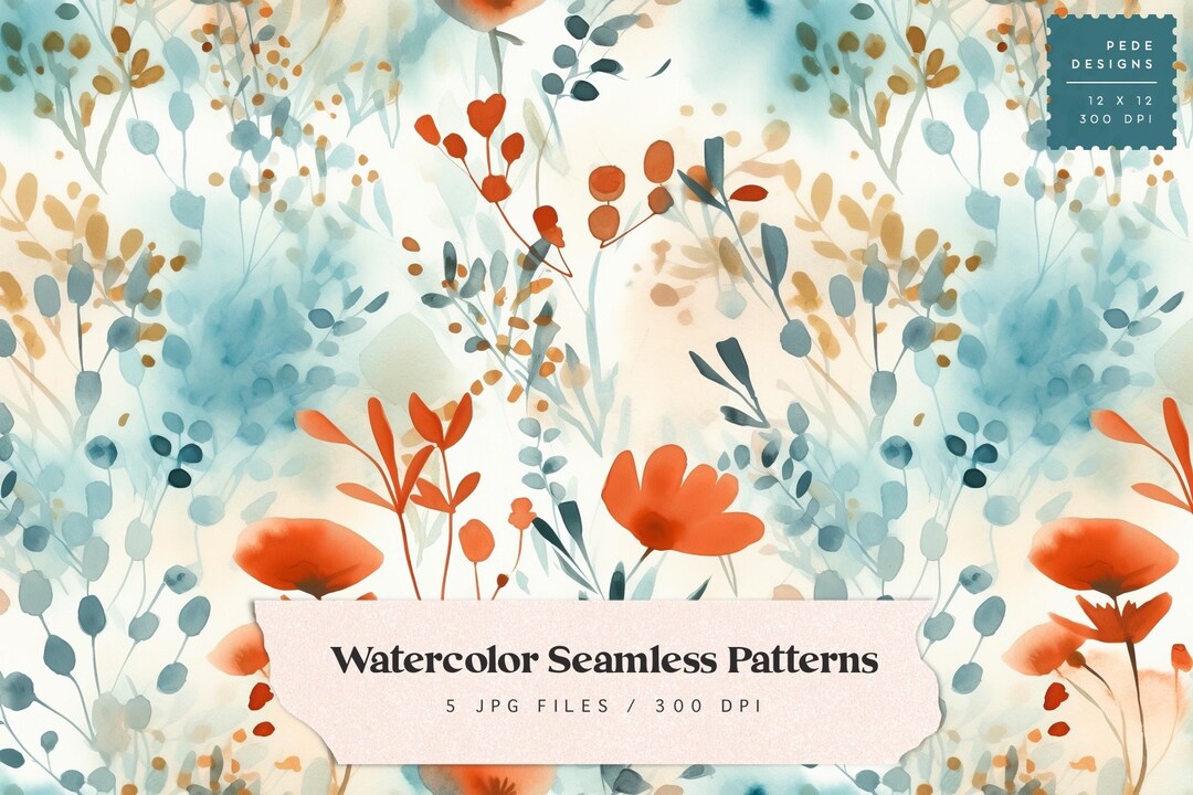 Watercolor Floral Digital Paper: Seamless Botanical Pattern (digital ...