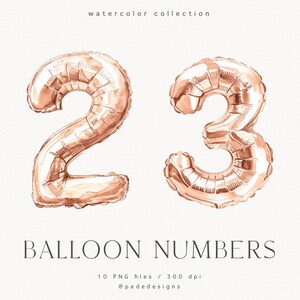 Rose Gold Balloon Numbers, Foil Balloon Clipart, Party, Celebration ...