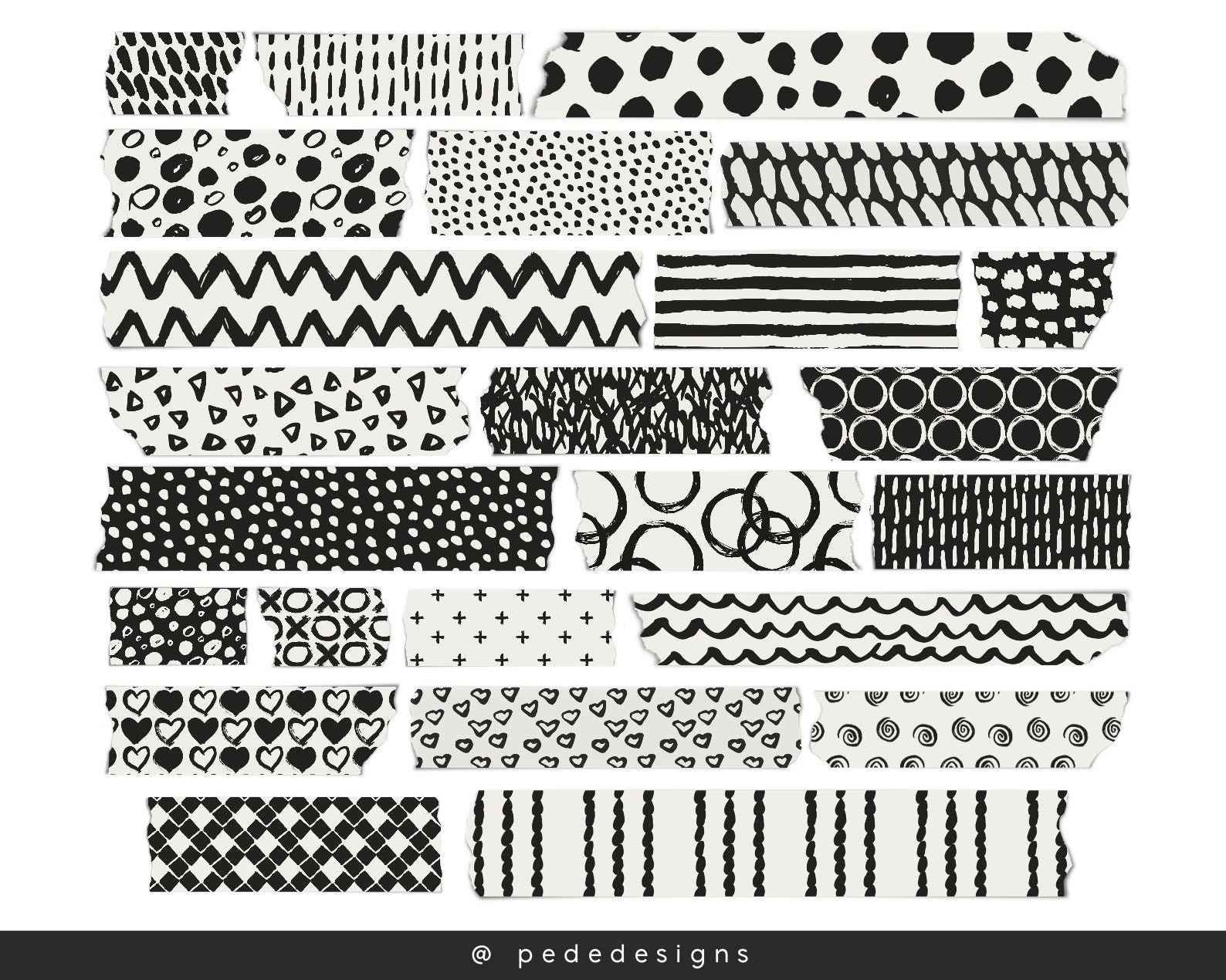 Washi Tapes Clip Art, Digital Elements, PNG Files, Goodnotes Stickers ...