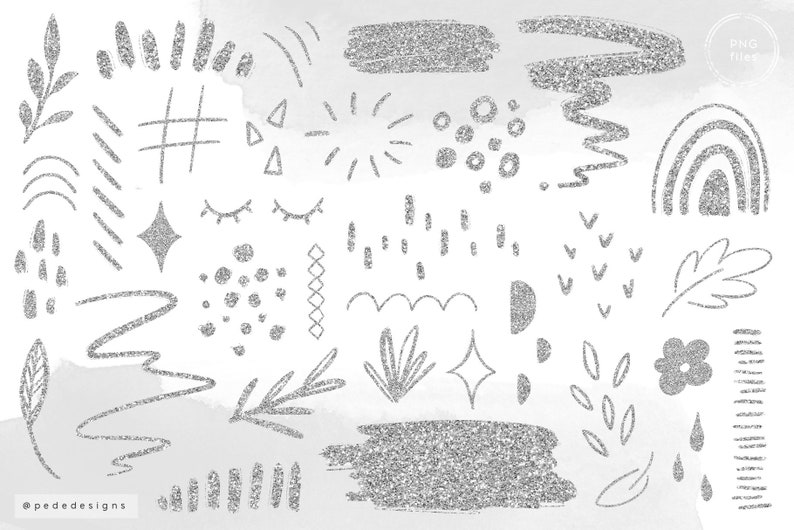 Silver Glitter Design Elements Silver Shapes Png Glitter - Etsy