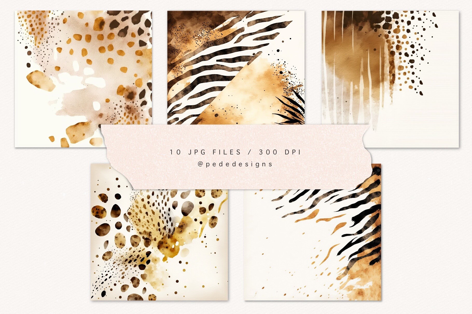 Abstract Safari Backgrounds | Watercolor Animal Print Digital Papers ...
