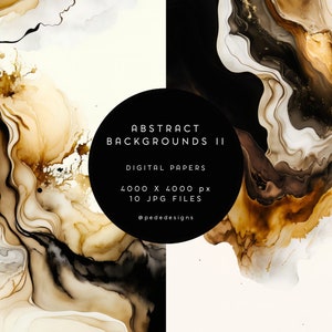 Abstract Backgrounds, Digital Paper Pack, Alcohol Ink Art, Black, Beige ...