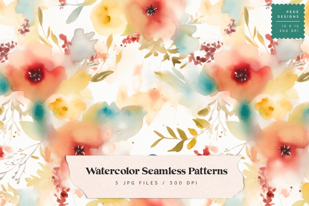 Watercolor Floral Digital Paper, Watercolor Garden Pattern, Seamless ...