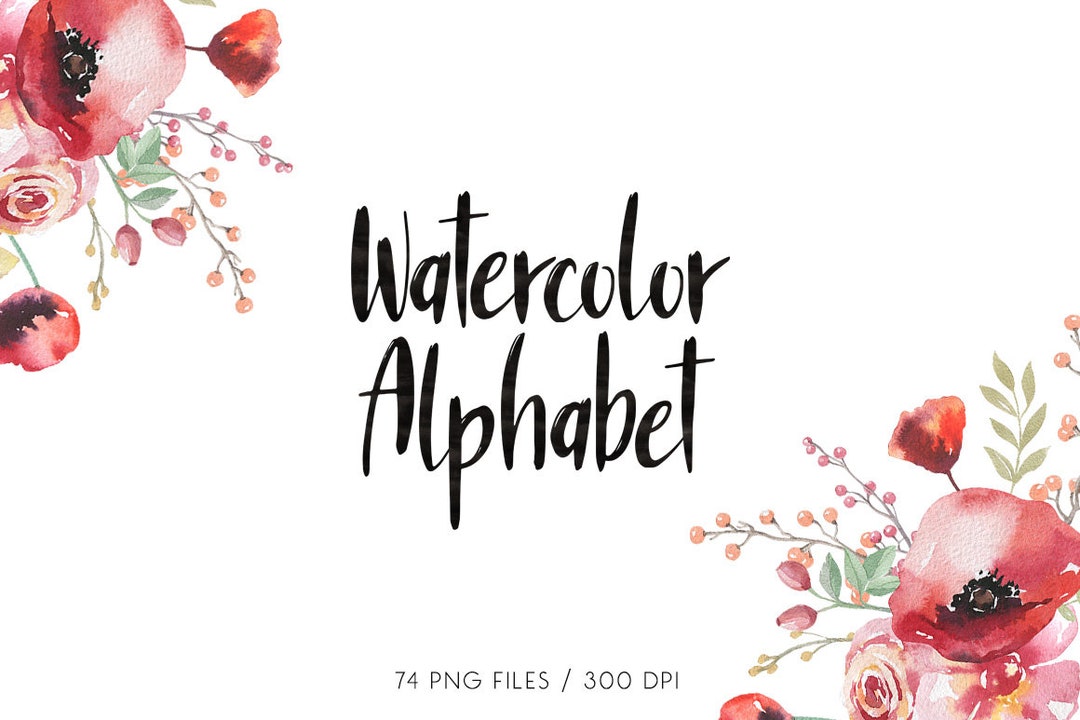 Black Watercolor Alphabet Clipart Watercolor Numbers Black - Etsy