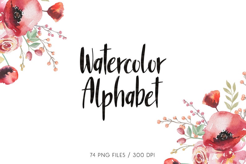 Black Watercolor Alphabet Clipart Watercolor Numbers Black - Etsy
