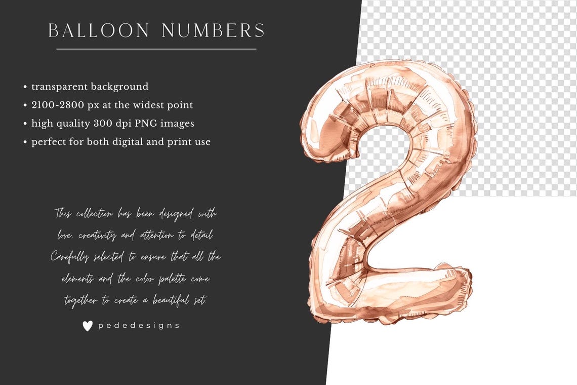 Rose Gold Balloon Numbers, Foil Balloon Clipart, Party, Celebration ...
