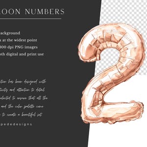 Rose Gold Balloon Numbers, Foil Balloon Clipart, Party, Celebration ...