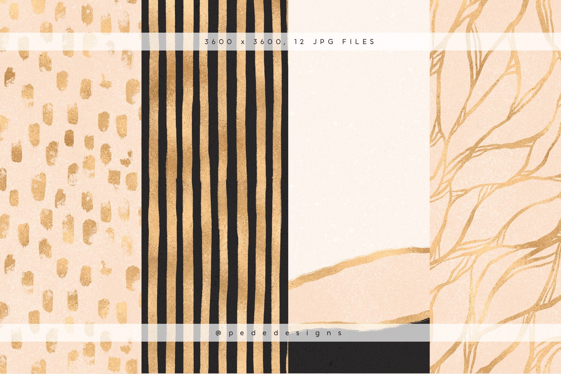 Gold Digital Paper Pack, Elegant Background, Gold Foil Patterns, Brush ...