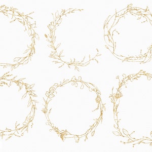 Gold Glitter Frames & Wreaths Clip Art, Wedding Design Element, Meadow ...