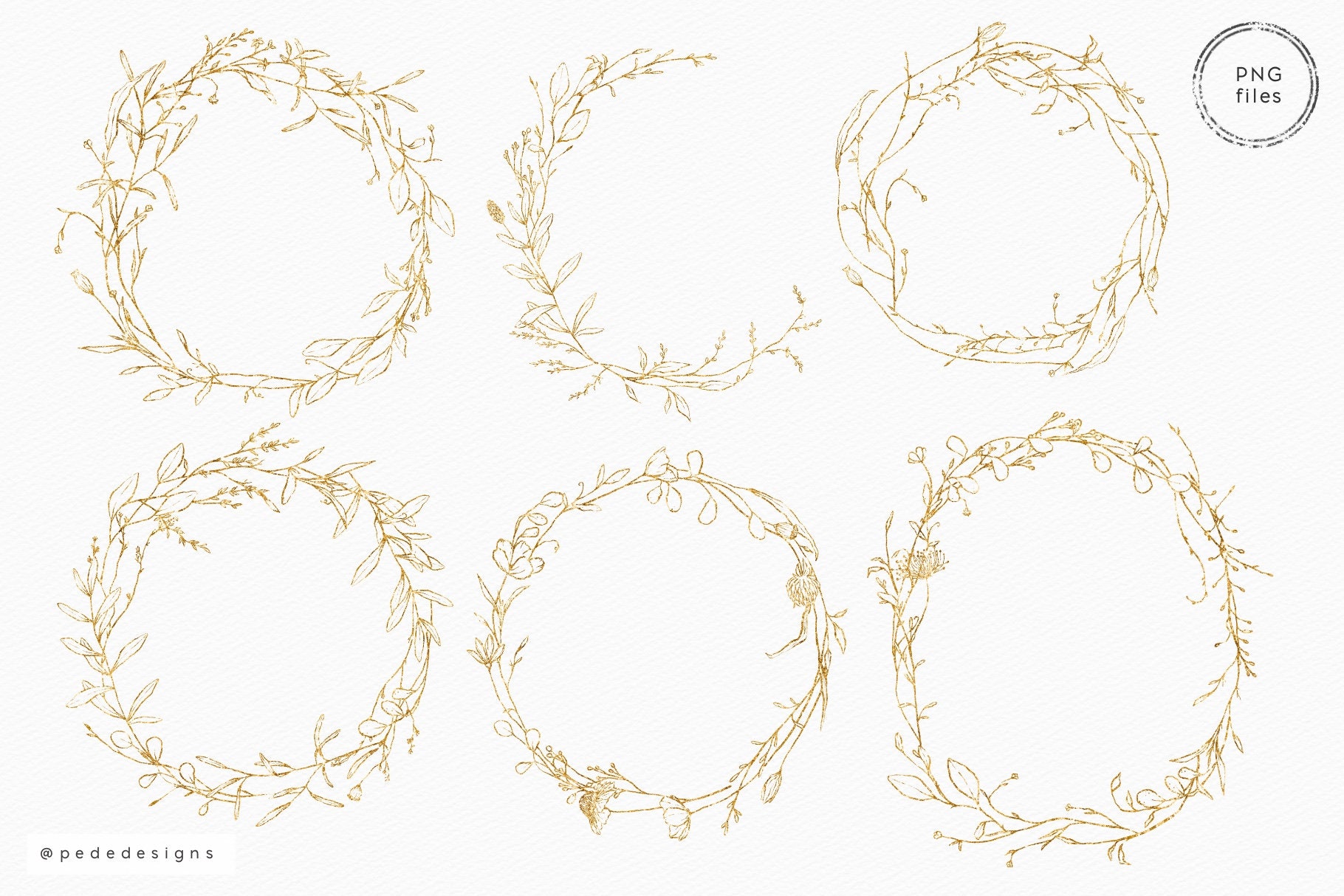 Gold Glitter Frames & Wreaths Clip Art Wedding Design - Etsy
