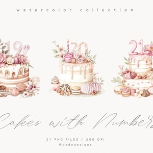 Cakes With Numbers Clipart, Birthday Clipart, Anniversary Png, Dessert ...