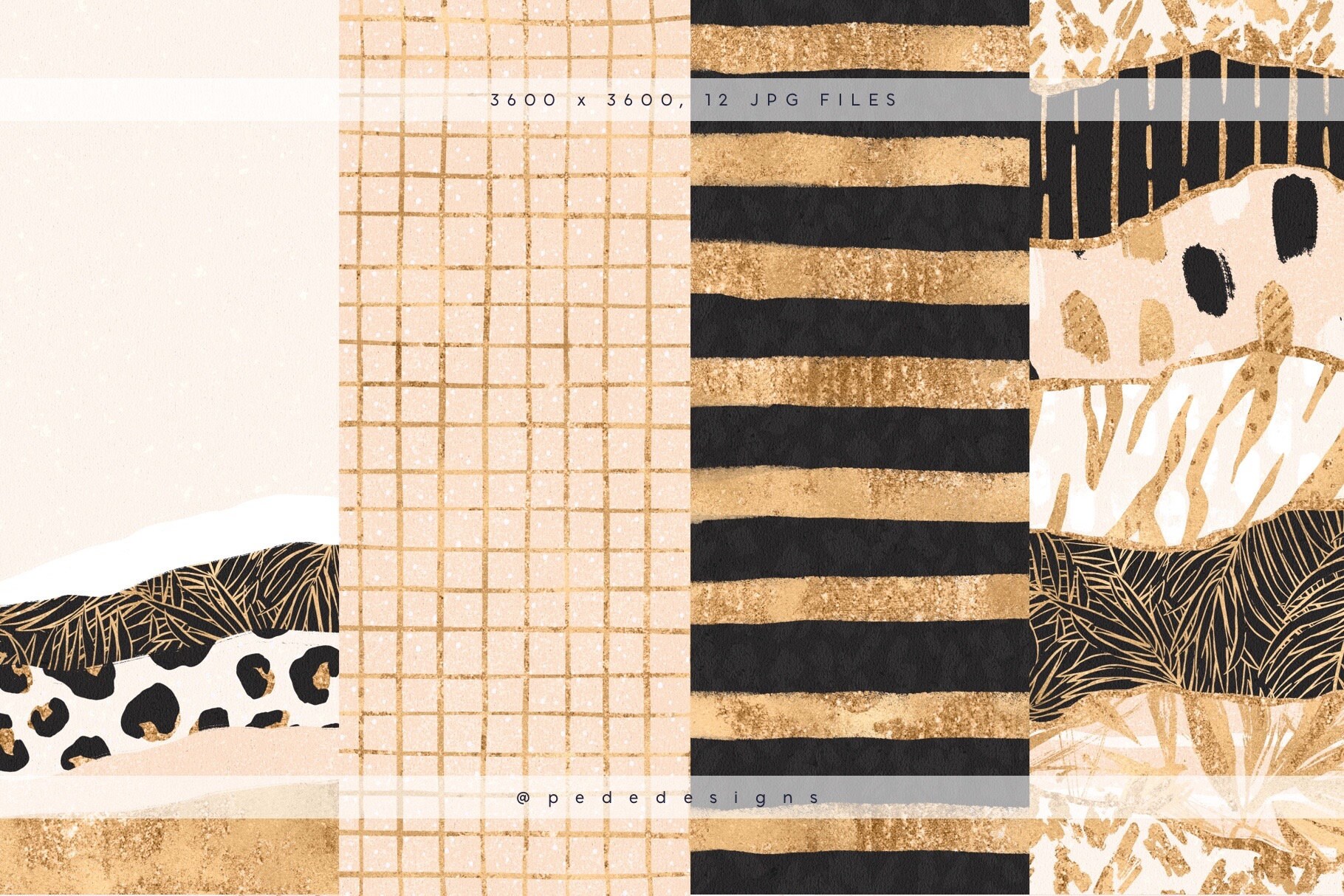 Gold Digital Paper Pack Tropical Digital Paper Gold Foil - Etsy