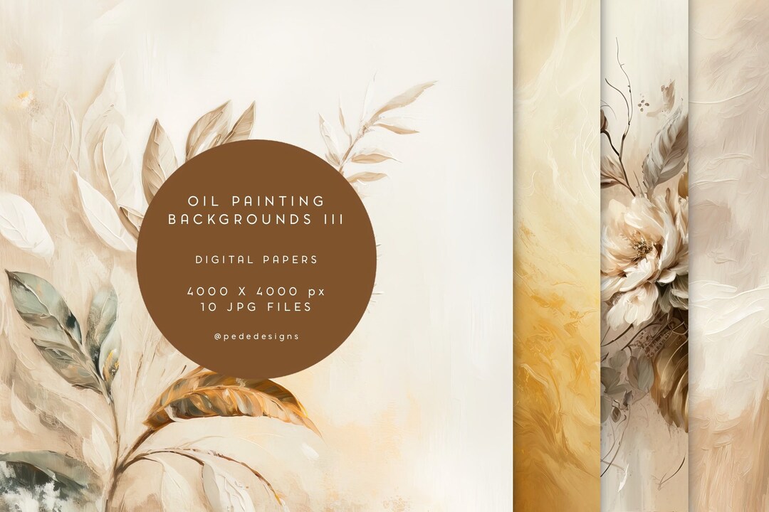 Oil Painting Backgrounds, Digital Paper Pack, Oil Brush Art, Floral ...