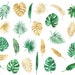 Green & Gold Tropical Leaves Clip Art, Botanical, Monstera, Gold Foil ...