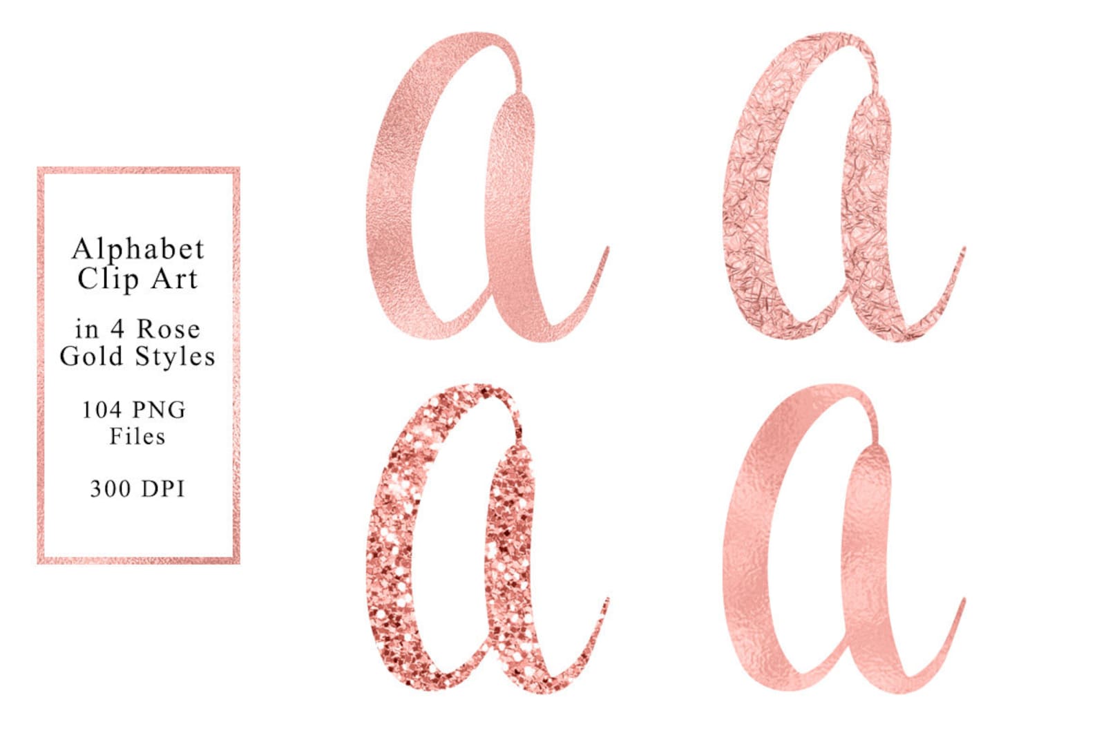 Rose Gold Alphabet Clipart 4 Luxury Styles Rose Gold Foil - Etsy
