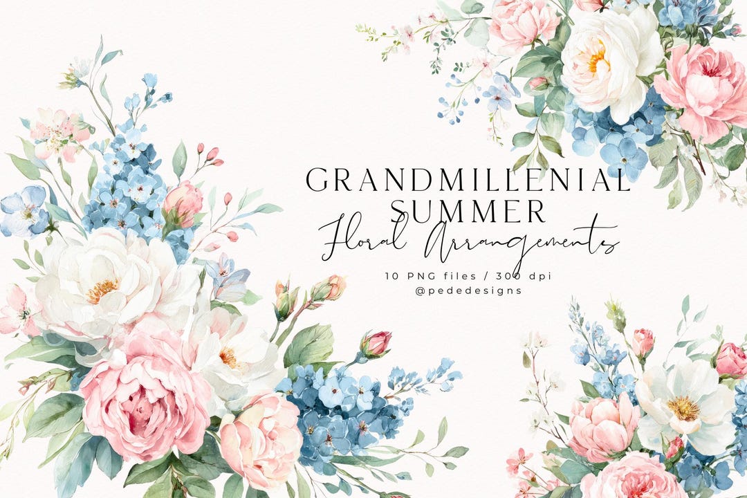 Floral Arrangements From Grandmillenial Summer Collection, Watercolor ...