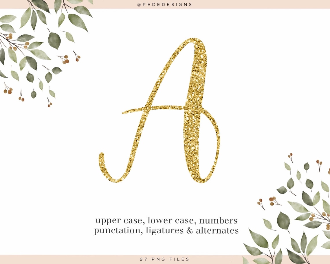 Gold Glitter Alphabet Clipart Sparkly Gold Digital Alphabet - Etsy