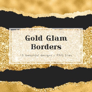 Gold Glam Borders Clip Art, Gold Torn Paper, Gold Overlay,, Design ...
