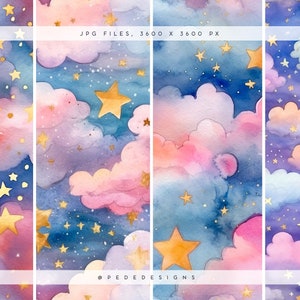 Cute Sky Digital Paper, Nursery Digital Paper Pack, Clouds Seamless ...