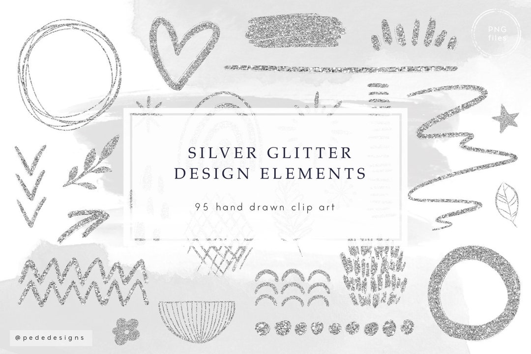Silver Glitter Design Elements, Silver Shapes Png, Glitter Clip Art ...