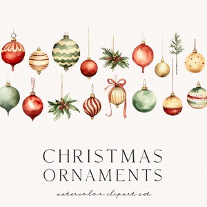 Christmas Ornaments Clipart, Watercolor Christmas Balls, Xmas ...
