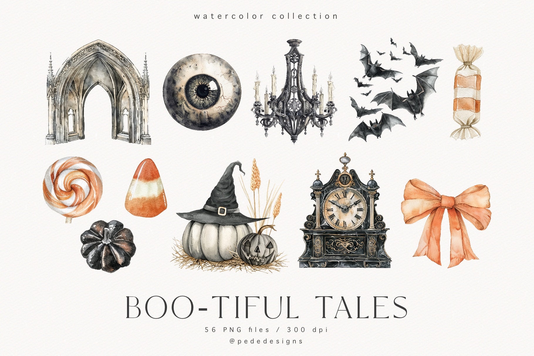 Boo-tiful Tales Clip Art Bundle, Watercolor Halloween Clipart, Scary ...