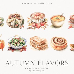 Autumn Flavors Clip Art Bundle, Cozy Watercolor Clipart, Menu Clipart ...